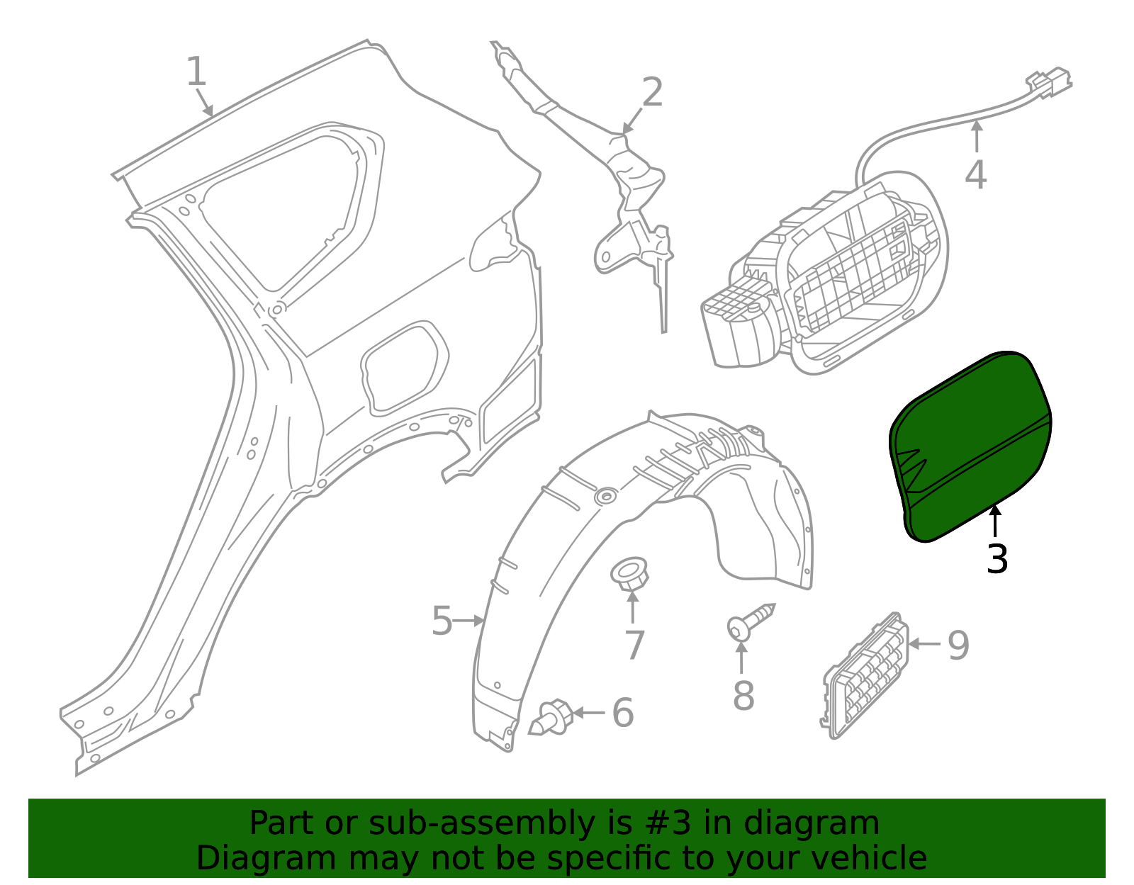 2021-2023 Hyundai Santa Fe Fuel Door 69511-S2500 | Hyundai Wholesale Direct
