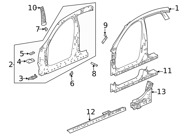 64720-TGV-305ZZ - Rocker Reinforced Ext 2021-2023 Acura TLX ...