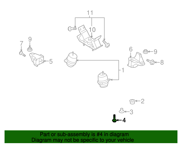 0H260-34318 - Strut Bolt 1995-2009 Kia | Kia.Parts Store