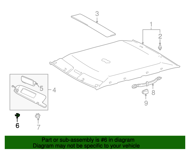 1997-2007 Toyota Sun-Visor Cover 74317-30010-C0 | Toyota Parts Center