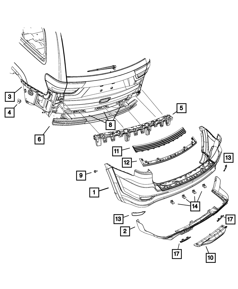 2017-2021 Jeep Grand Cherokee Rear Upper Fascia 68335451AC | My Mopar Parts