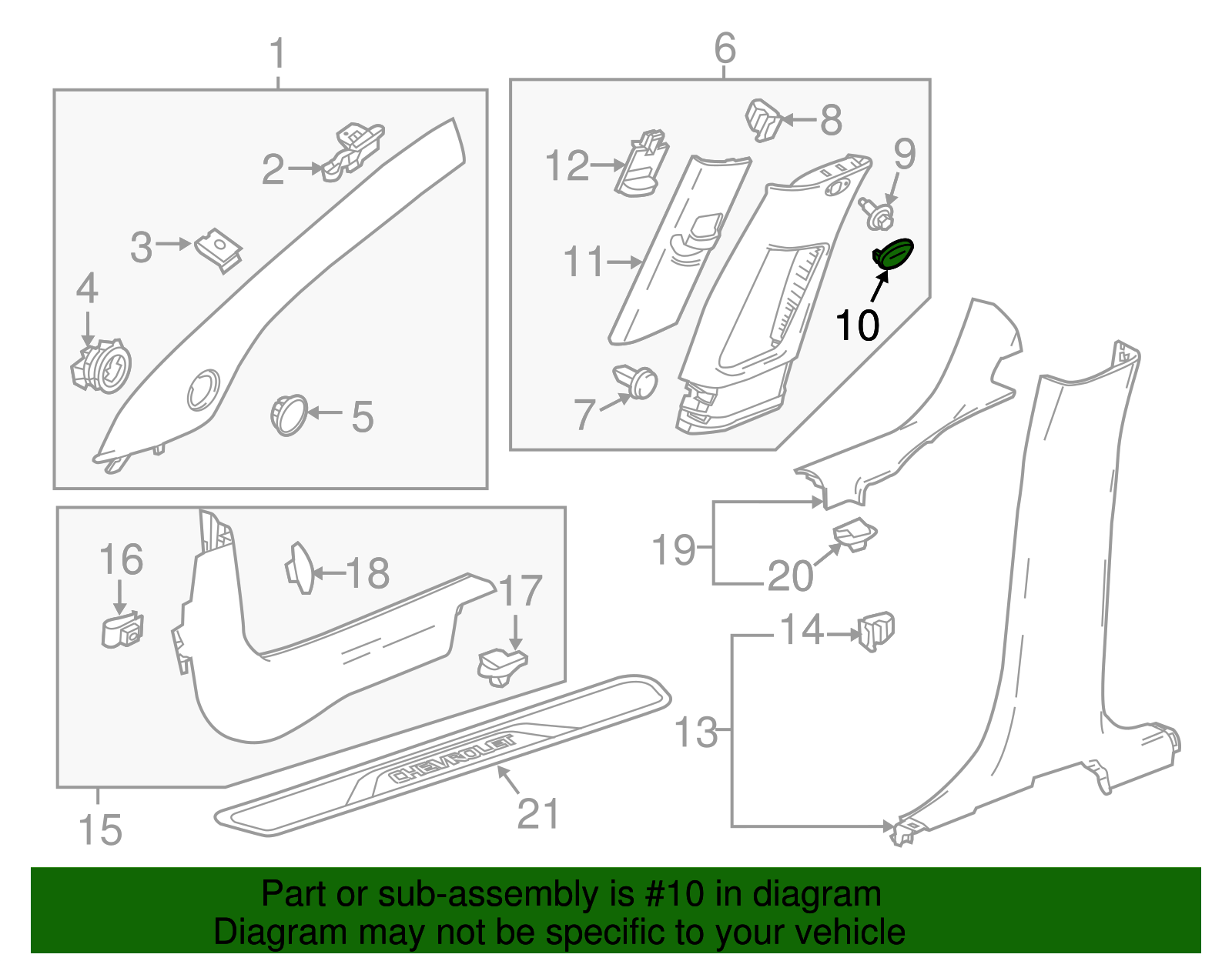 42627394 - Light Ash Gray Passenger Side Center Pillar Upper Trim Panel Bolt Cap 2017-2022 ...
