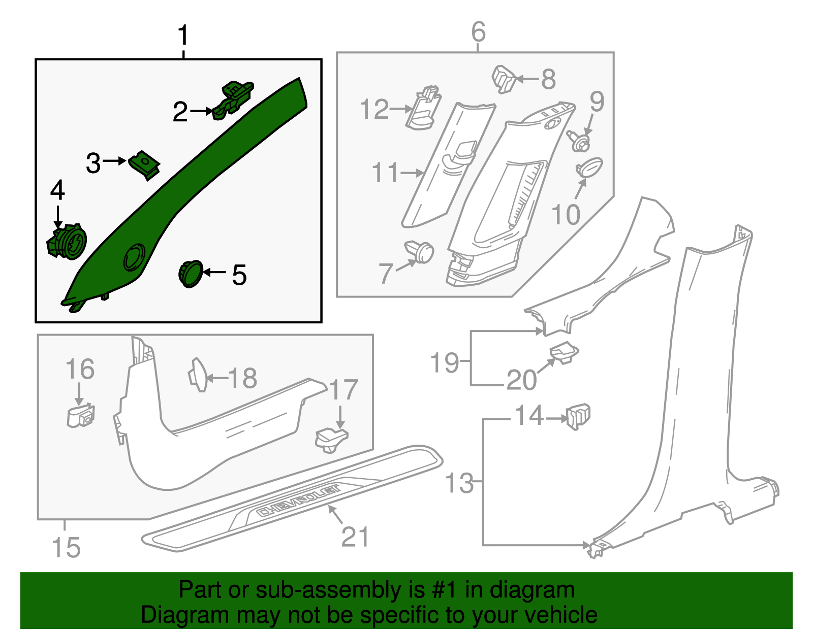 42742651 - Light Opel Gray Driver Side Windshield Garnish Molding 2017 ...