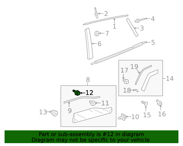 1998-2023 Toyota Lower Molding Retainer 75392-33020 | Toyota Parts
