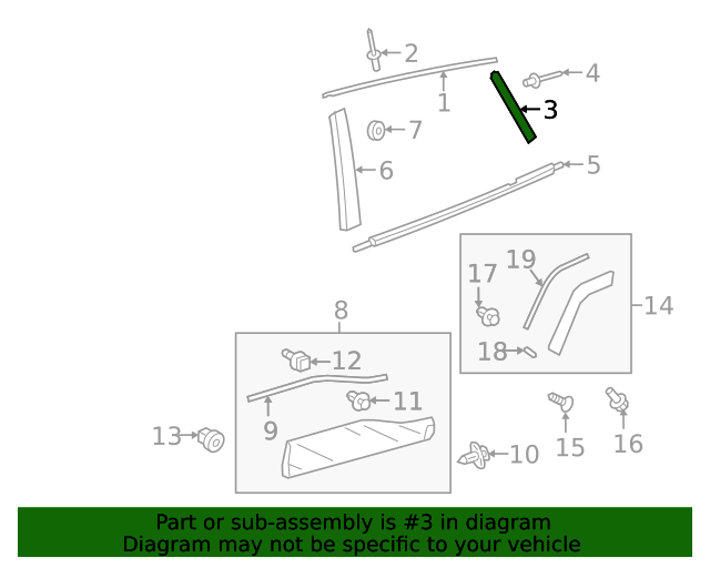 2019-2023 Toyota Rear Molding 75766-0R010 | Toyota Parts