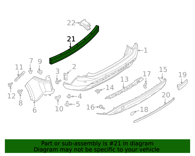 2021 Nissan Rogue Reinforce Inner Rear Bumper Center 85030-6RR1A ...