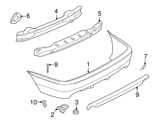 2001-2006 BMW M3 Bumper Cover Support Rail 51-12-7-895-643 ...