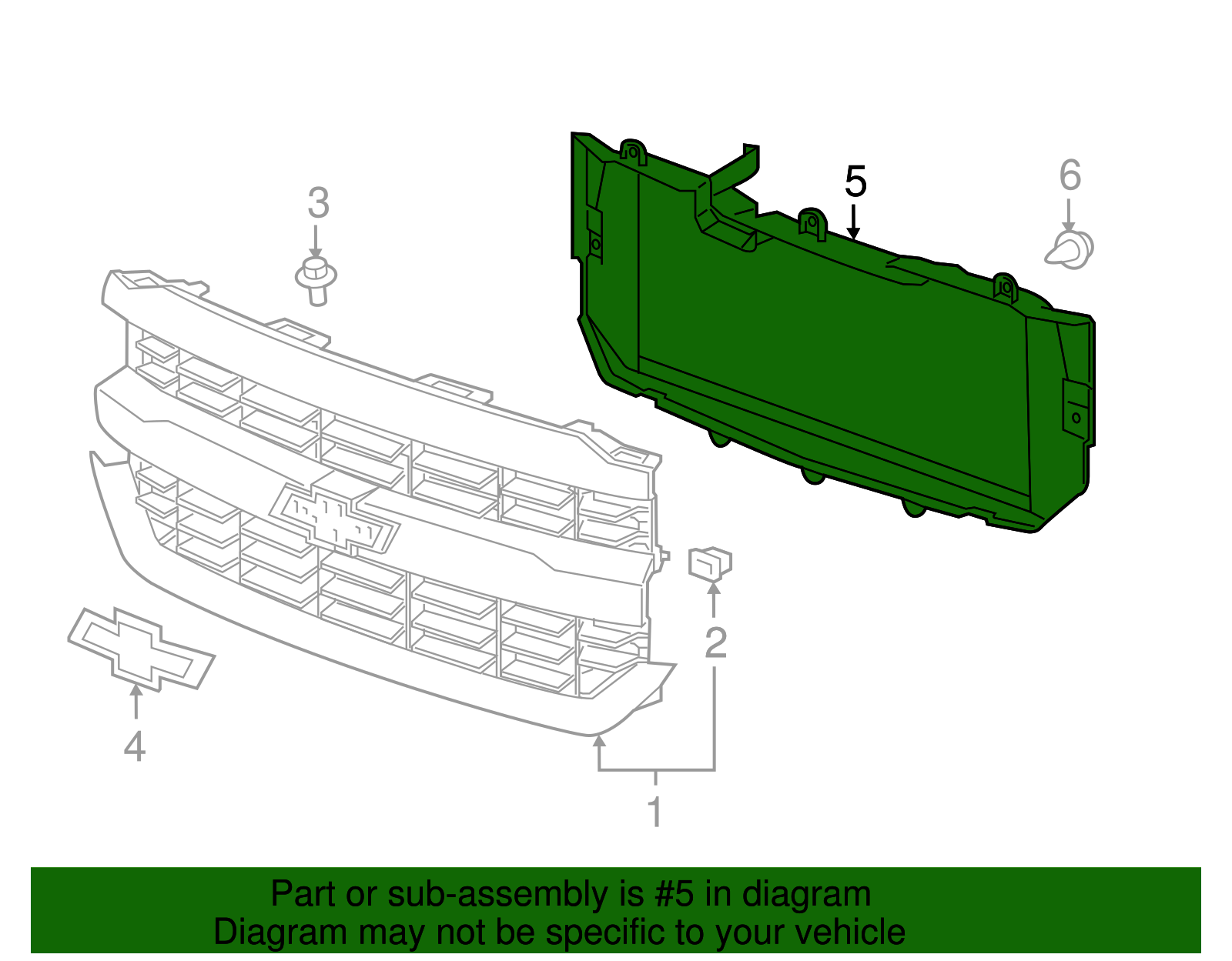 2016 Chevrolet Silverado 1500 Front Grille Baffle 84073557 | GM Parts ...