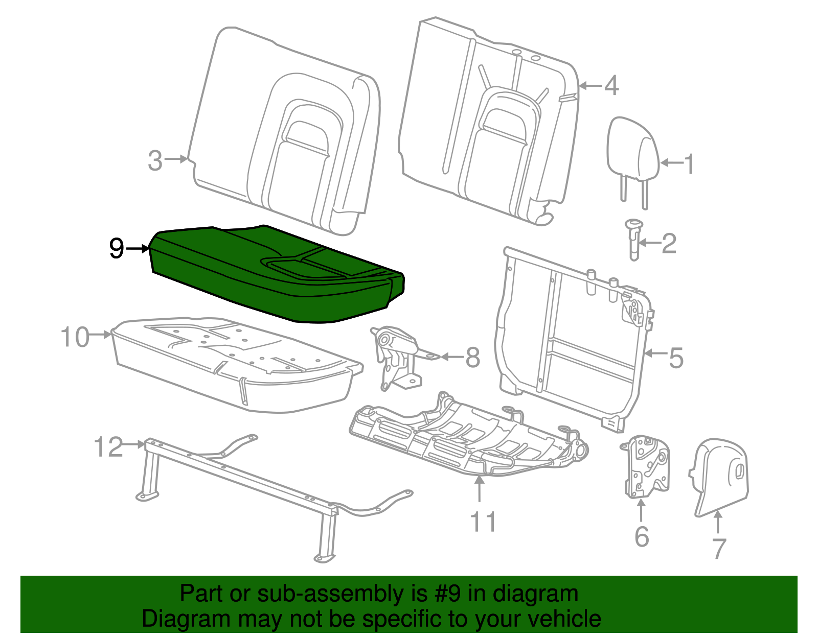 23380606 - Cocoa Rear Driver Side Seat Cushion Cover 2015-2020 GMC ...