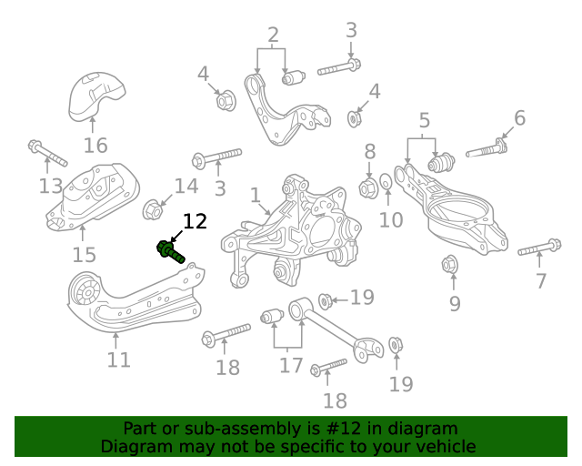 2020-2023 Toyota Trailing Arm Mount Bolt 90119-A0346 | Toyota Parts Center