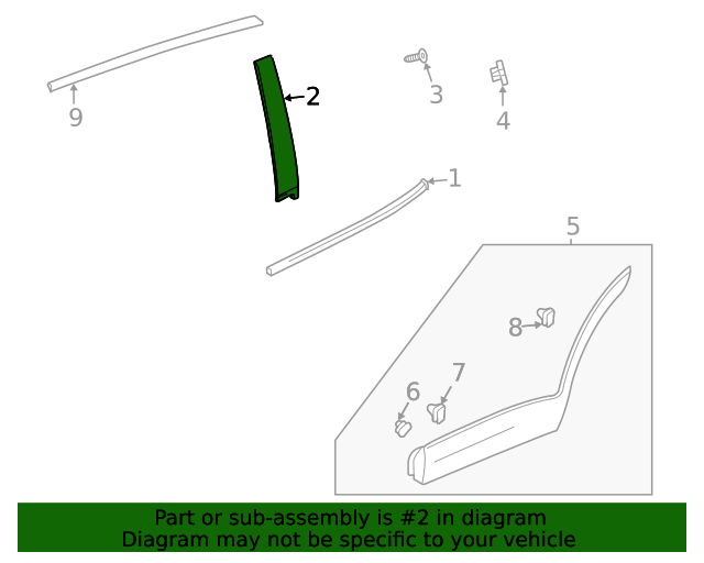 42762889 - Rear Passenger Side Door Window Frame Front Applique 2020 ...