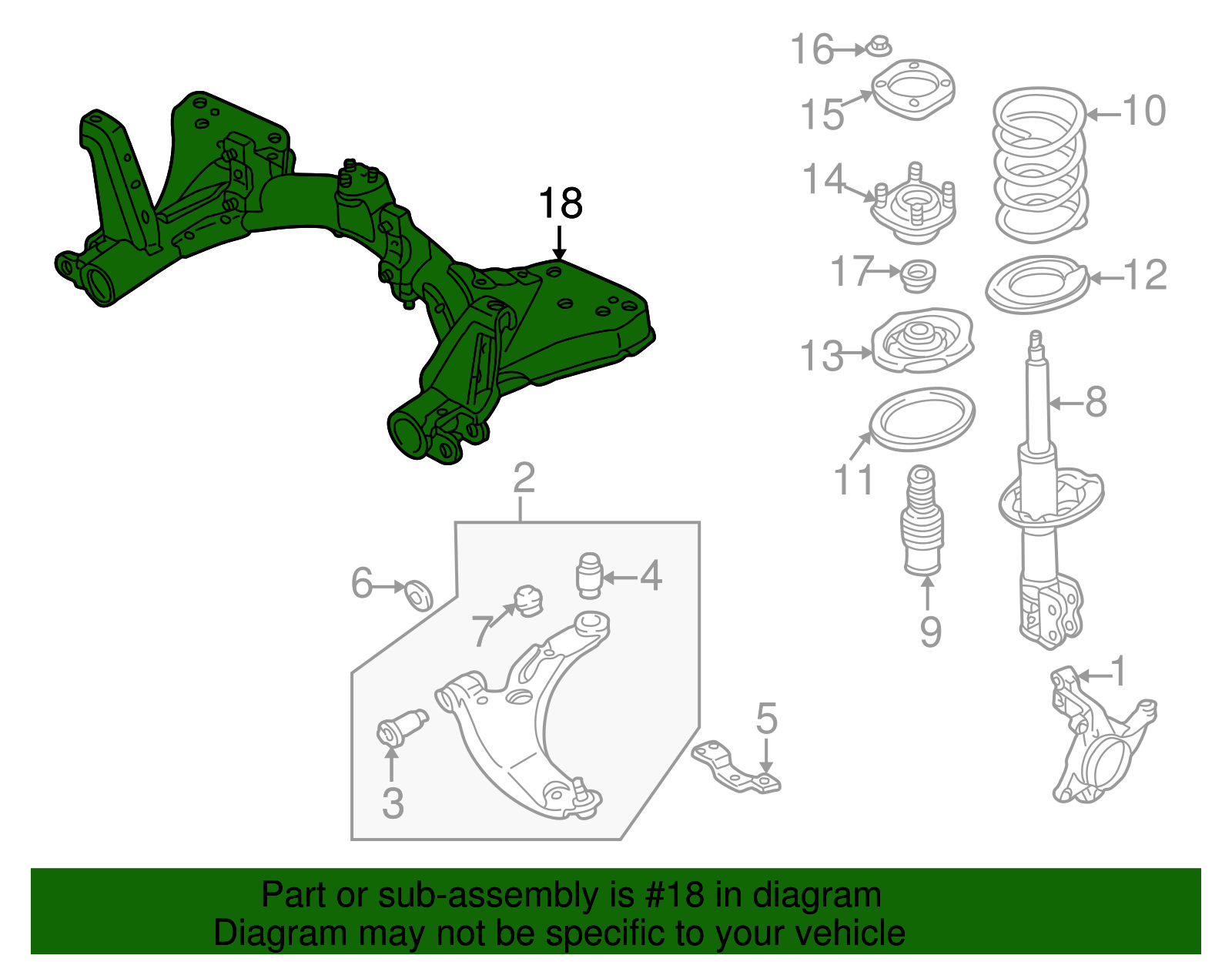 1999-2001 Mazda Protege Engine Cradle CB07-34-80XC | MazdaParts.Online
