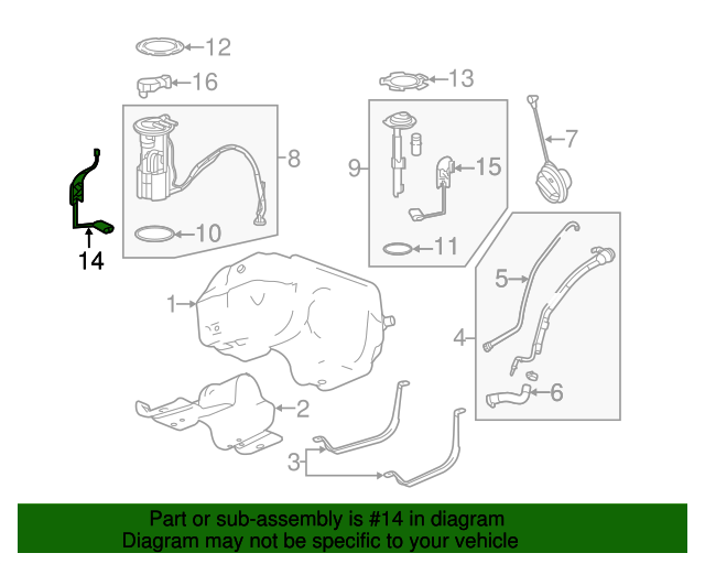 2010-2017 GM Fuel Level Sensor Kit with Seals 13506694 GM ...