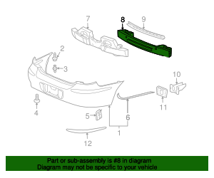 25878220 - Rear Bumper Impact Bar 2005-2009 Buick LaCrosse | GMPartsNow