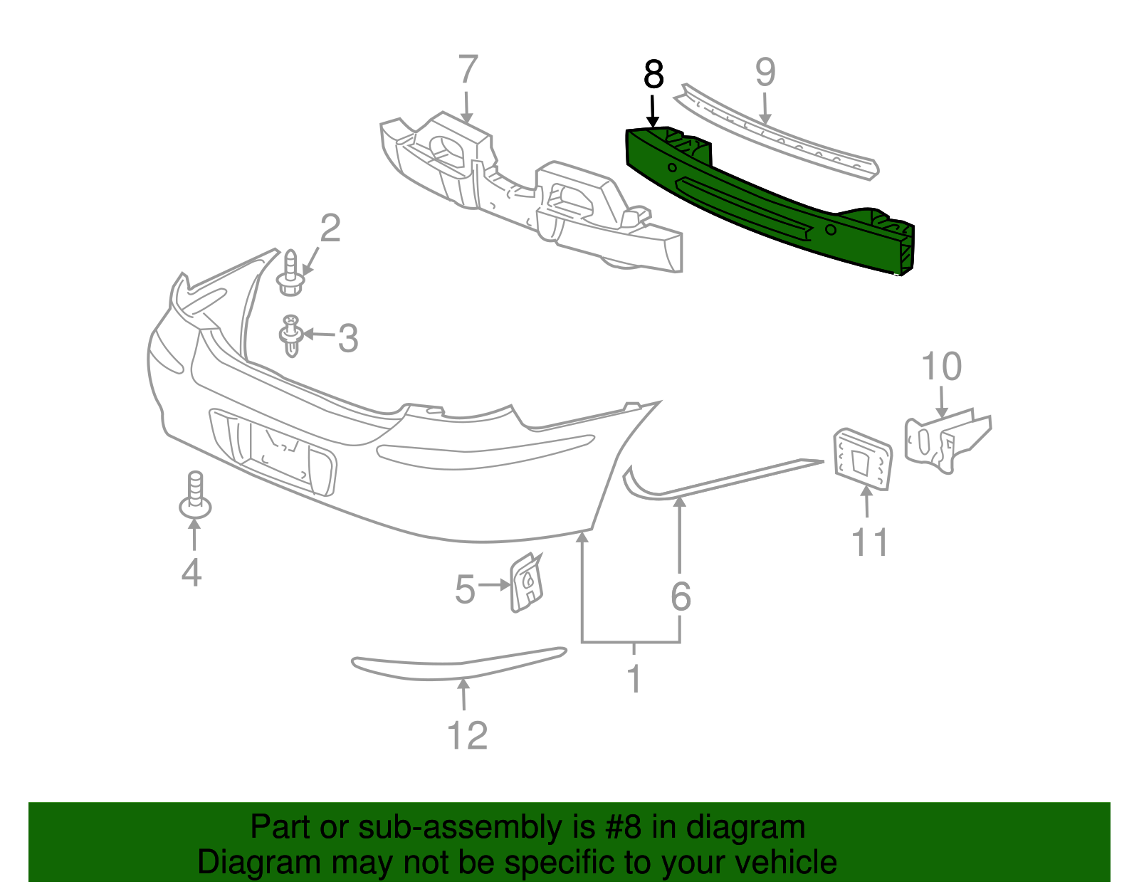 25878220 - Rear Bumper Impact Bar 2005-2009 Buick LaCrosse | GMPartsNow