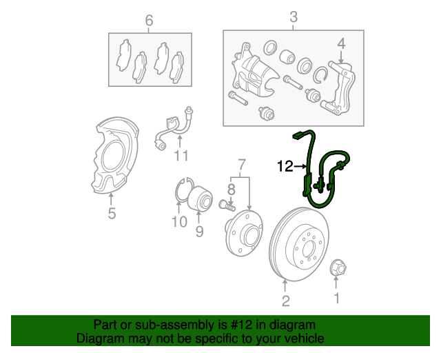 2009-2013 Toyota Corolla ABS Sensor 89543-12100 | Toyota Parts Express