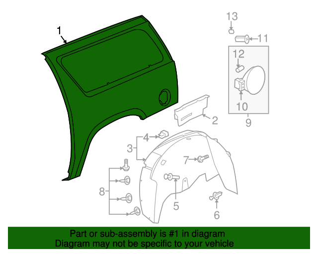 2007-2014 GM Passenger Side Body Side Outer Panel 15829330 GM ...