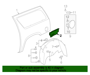 2007-2014 GM Driver Side Body Side Outer Panel Filler 25785848 ...