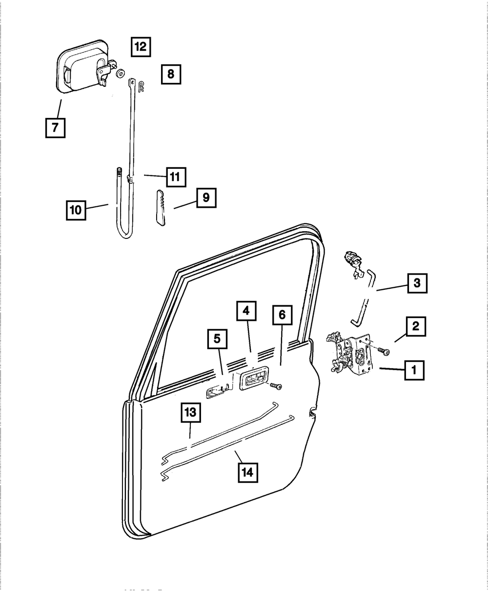 2001-2002 Jeep Wrangler Front Door Latch, Right 55075990AE | Mopar eStore
