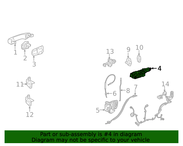 2019-2024 GM Rear Passenger Side Exterior Door Handle Bracket 13550992 ...
