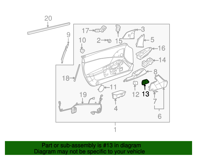 2009-2013 Chevrolet Corvette Frequency Driver Side Door Latch Release ...