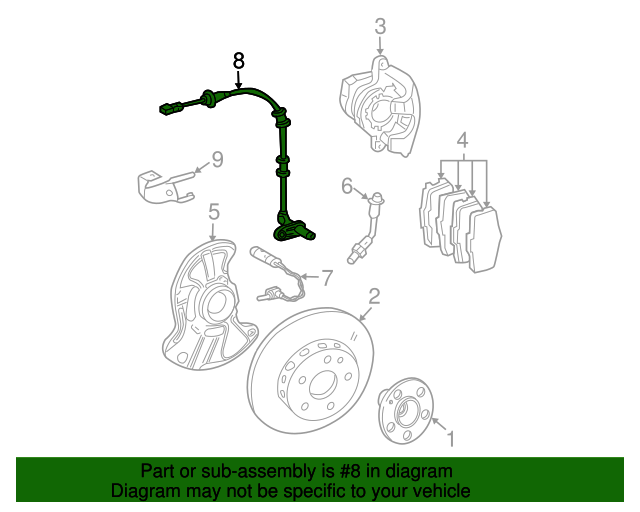 203-540-12-17 - ABS Wheel Speed Sensor 2003-2007 Mercedes-Benz ...
