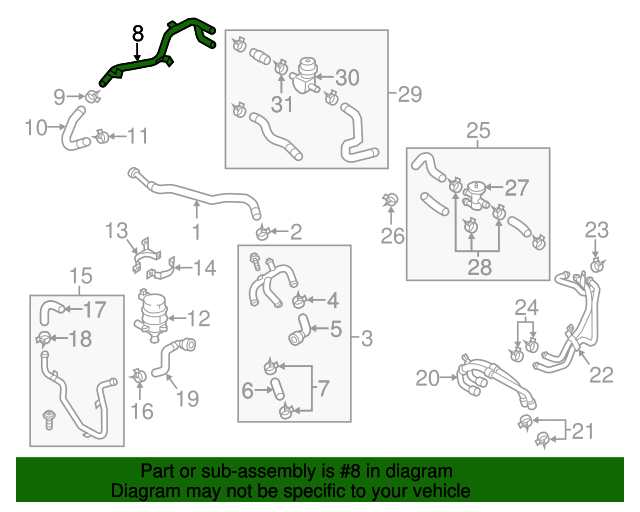 2011-2015 Volkswagen Touareg Water Inlet Tube 7P0-121-065-AK | QuirkParts