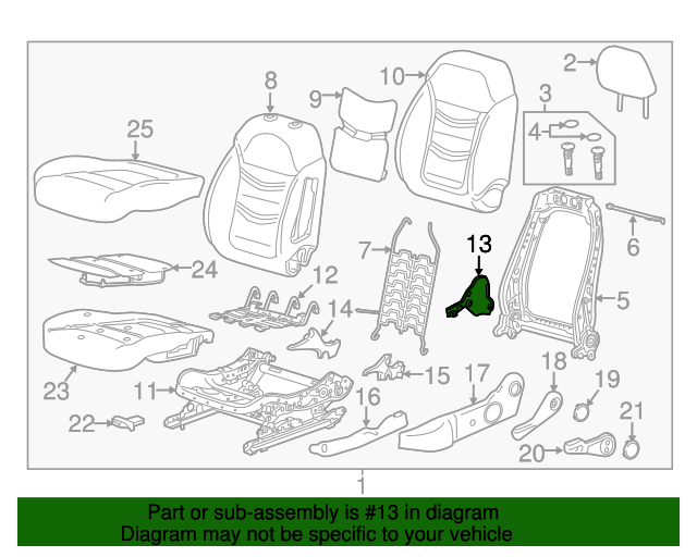 2016-2021 GM Jet Black Driver Seat Inner Adjuster Front Finish Cover ...