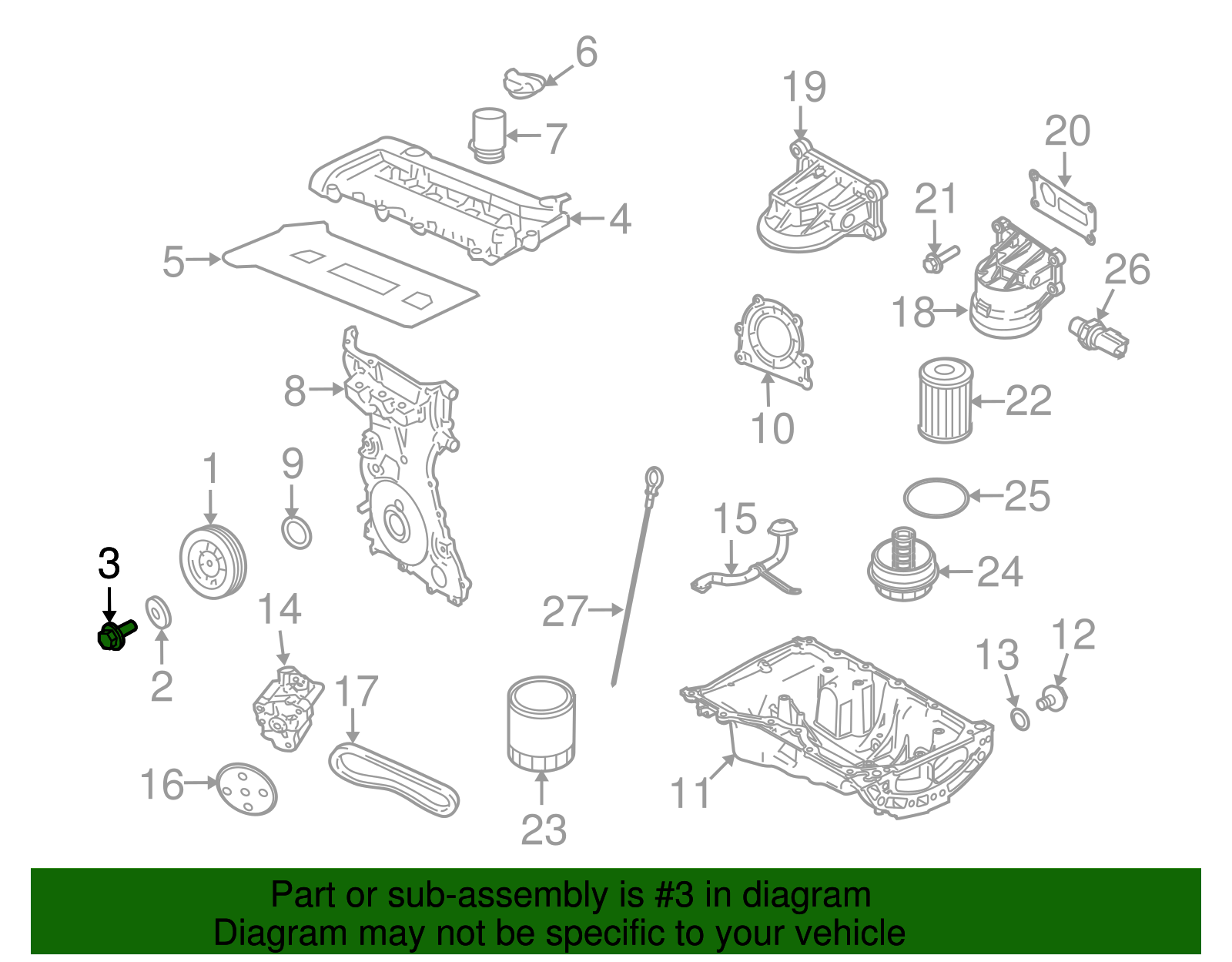 2006-2025 Ford | Crankshaft Pulley Bolt | 1S7Z-6A340-AA | Walls' Ford Parts