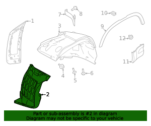 2020-2023 Land Rover Ft Fender Liner LR129840 | LandRoverParamusParts