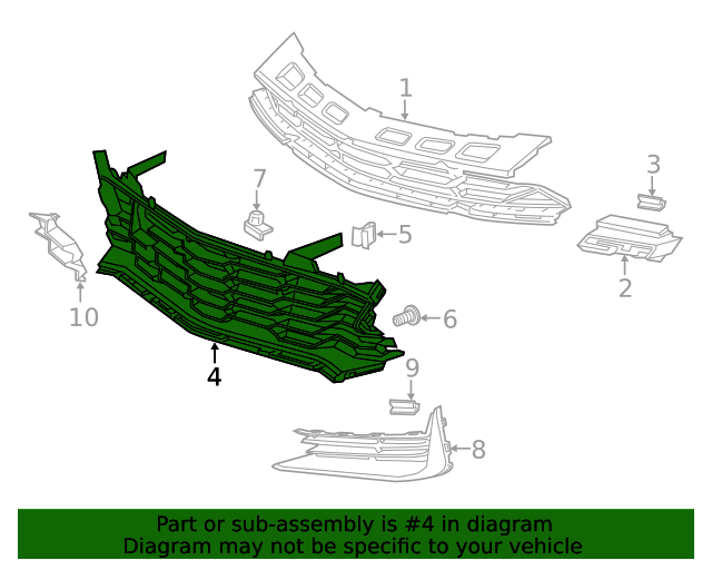 2019-2024 Chevrolet Camaro Front Lower Grille 84524888 GM ...