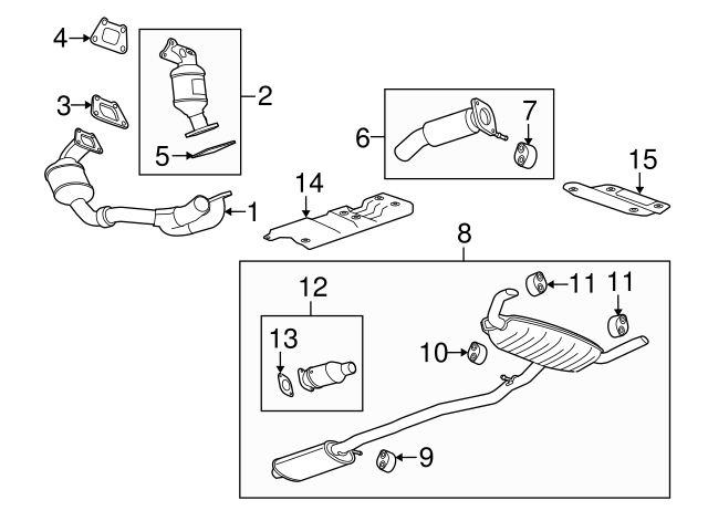 2010-2011 Cadillac SRX 3-Way Catalytic Converter with Pipes, Flanges ...