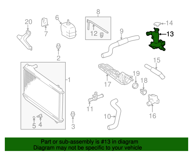 2002-2006 Lexus Engine Coolant Outlet Flange 16331-20060 ...
