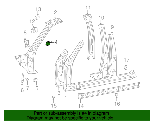 1996-2002 Toyota 4Runner Pillar Reinforced Pad 62555-89101 | Toyota ...
