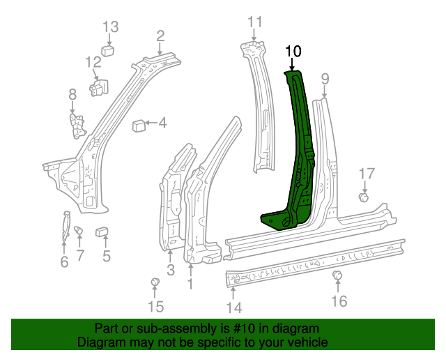 1999-2002 Toyota 4Runner Outer Reinforced 61307-35902 | Toyota Parts Center