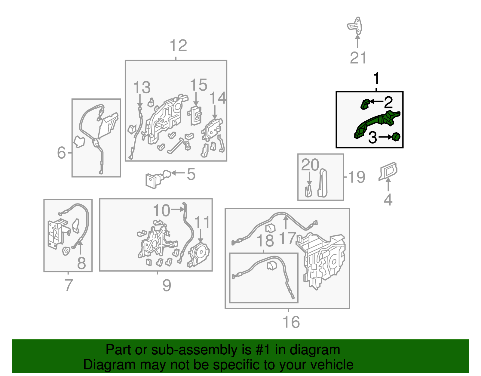 72680-SHJ-A11ZG - 2005-2010 Honda Odyssey - Handle Assembly L Slide ...