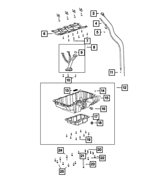 Engine Oiling, Oil Pan and Indicator (Dipstick) for 2021 Jeep Wrangler ...