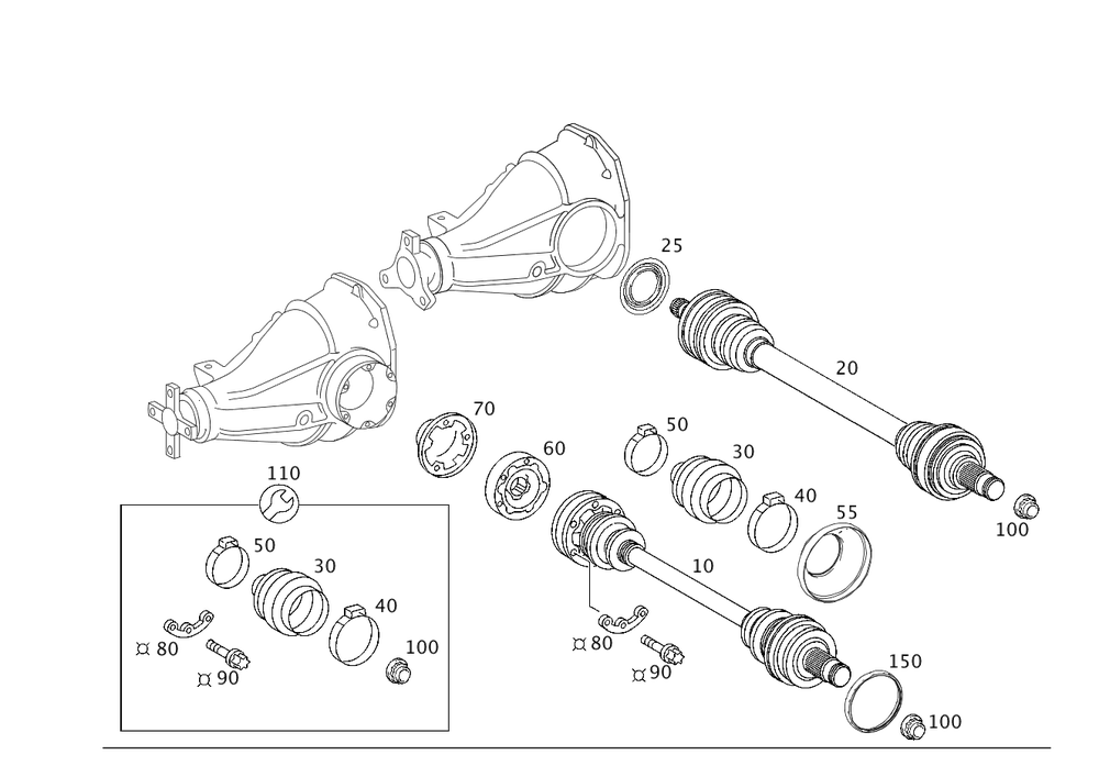 220-350-02-01 - Rear Axle Shaft Mercedes-Benz USA Parts
