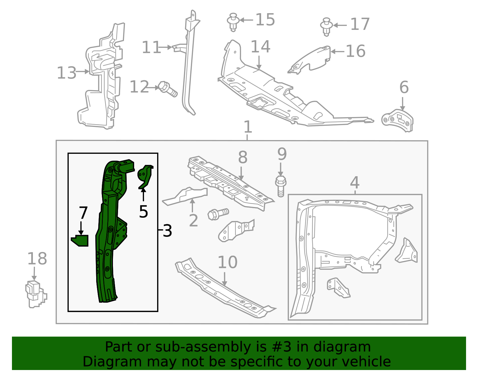 2014-2019 Toyota Highlander Side Support 53202-0E070 | Toyota Parts Center