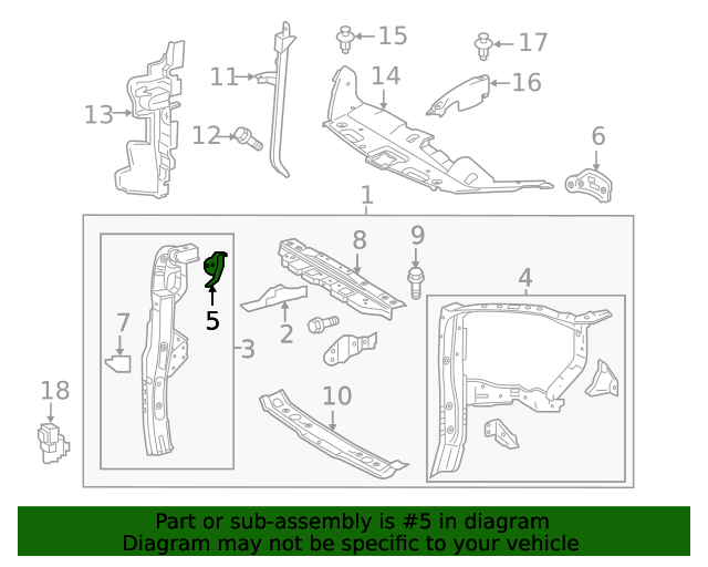 2011-2019 Toyota Highlander Fender Mtg Bkt 53258-0E050 | Toyota Parts