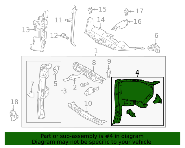 2014-2019 Toyota Highlander Side Support 53203-0E080 | Toyota Parts Center