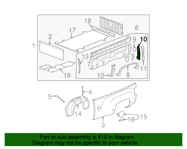 2007-2014 GM Passenger Side Pickup Box Side Panel Rear Outer Front ...