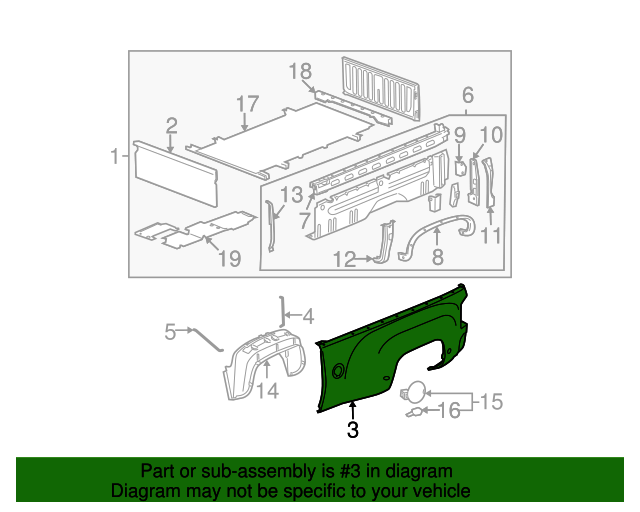 2007-2014 GM Driver Side Truck Bed Panel 22875337 | GM Parts Center