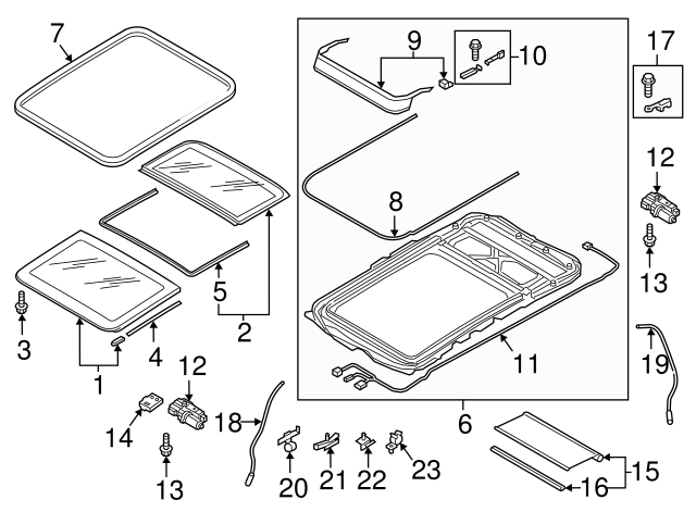 2017-2024 Audi A4 allroad Sunroof Glass 8W9-877-055-B | Audi USA Parts