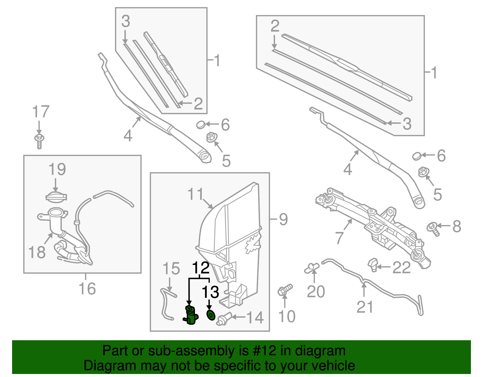 2015-2019 Hyundai Washer Pump 98510-3W000 | Retail Performance Auto Parts
