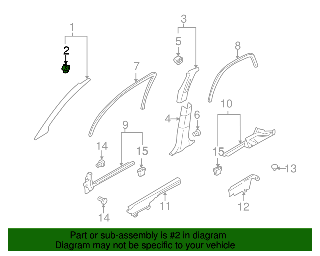 2000-2006 Subaru Windshield Pillar Trim Clip 909140001 | Subaru Parts Store