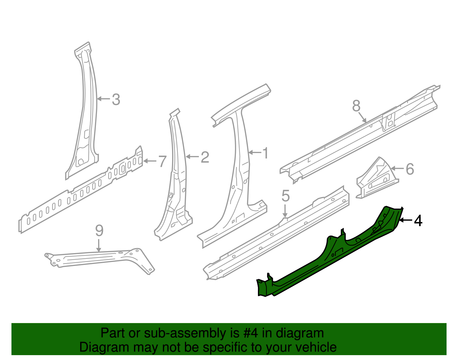 2015-2019 Subaru Legacy Rocker Panel 51449AL03A9P | Subaru Parts Guys