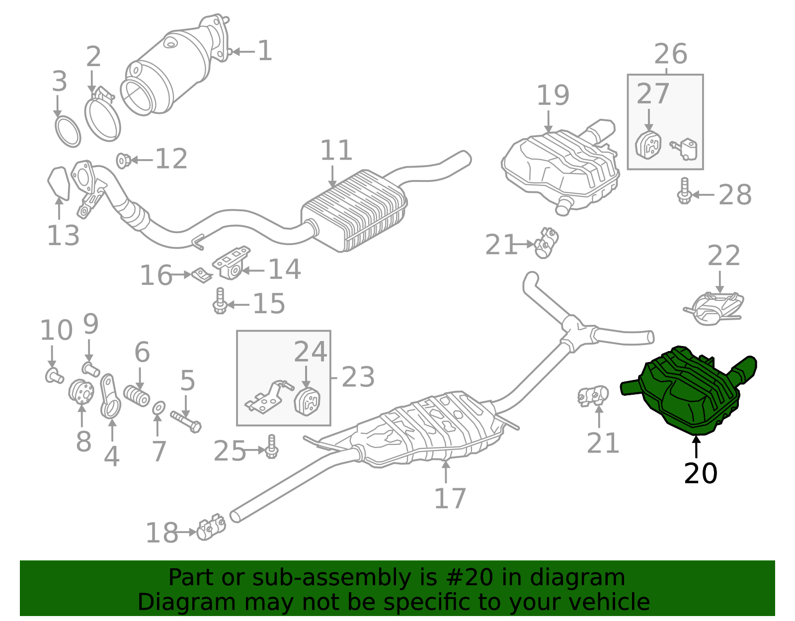 2020-2024 Audi Exhaust Muffler 8W9-253-609-P | Audi USA Parts