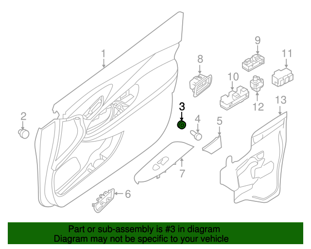 2007-2024 Nissan Door Trim Panel Grommet 01281-01371 | Nissan Parts Plus