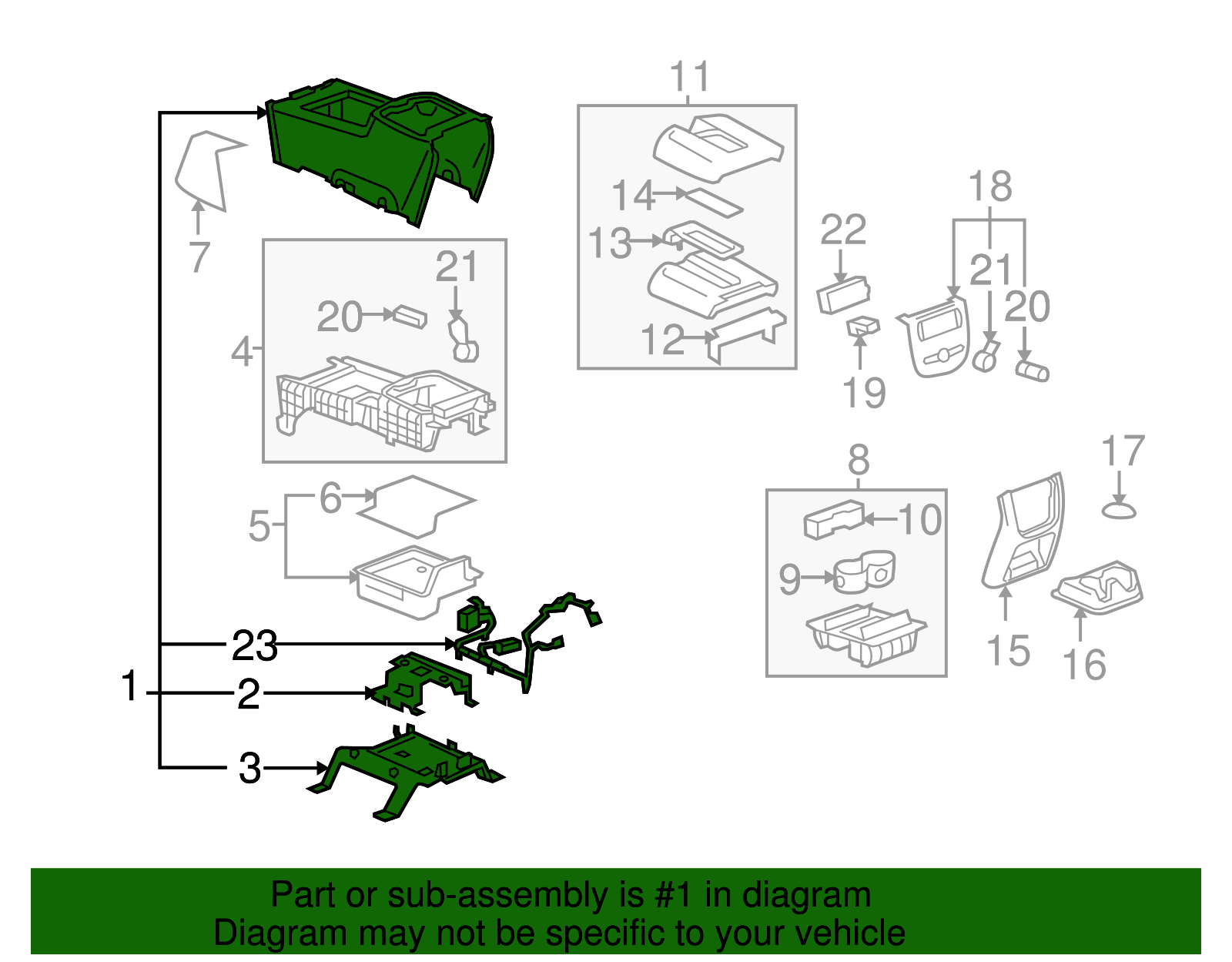 2007-2008 GMC Console Assembly 25913718 | Partners Chevy